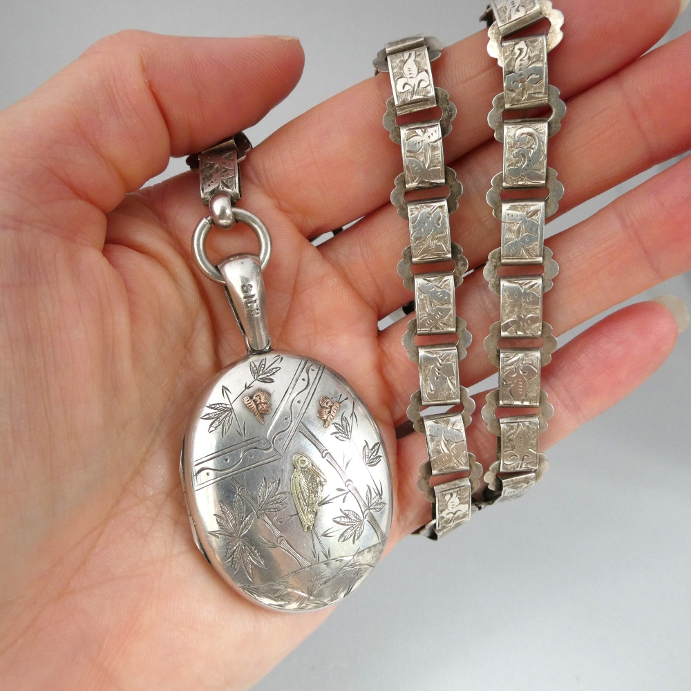 Beryl Lane - Antique Victorian Sterling Silver Book Chain and Locket