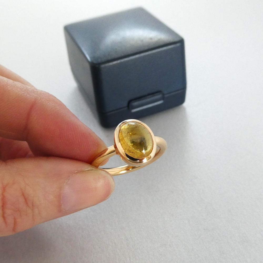 Beryl Lane - Contemporary French 18ct Rose Gold Cabochon Citrine Ring