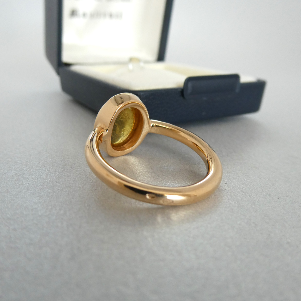 Beryl Lane - Contemporary French 18ct Rose Gold Cabochon Citrine Ring