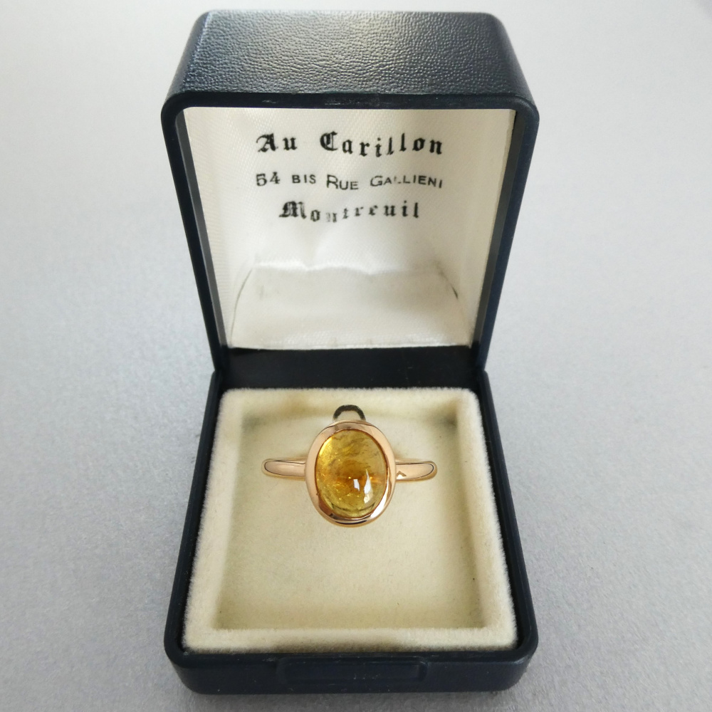 Beryl Lane - Contemporary French 18ct Rose Gold Cabochon Citrine Ring