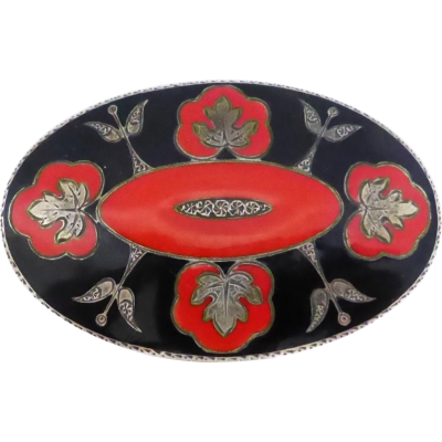 Beryl Lane - Swiss c1925 Decorative Red & Black Enamel 935 Silver Box ...