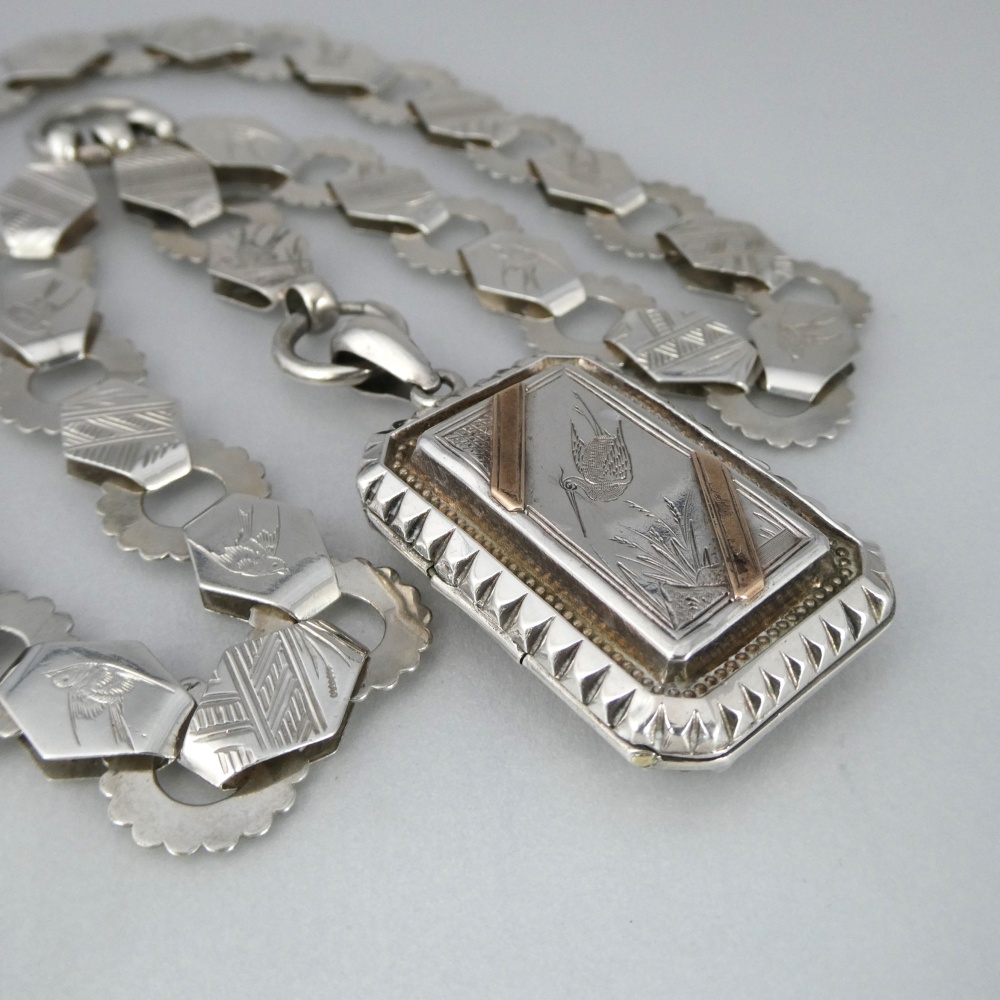 Beryl Lane - Antique Victorian Sterling Silver Bird Engraved Book Chain ...